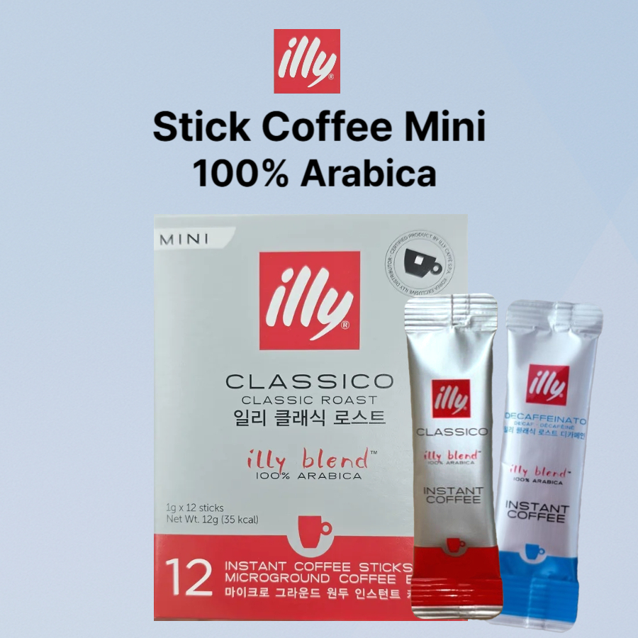 [illy]Mini Instant Coffee Sticks | Classico & Decaffeinato | 12 Sticks ...