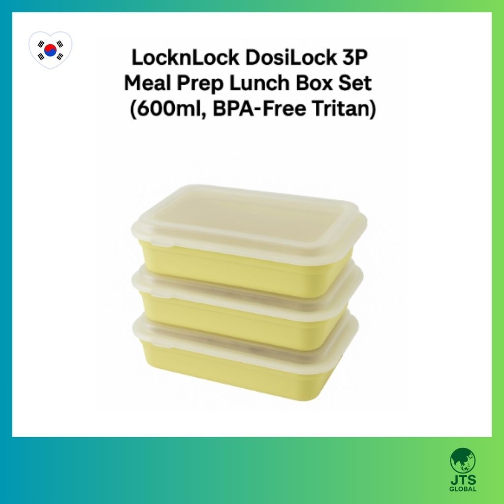 LocknLock DosiLock Meal Prep Lunch Box 3P Set - BPA-Free 600ml Bento ...