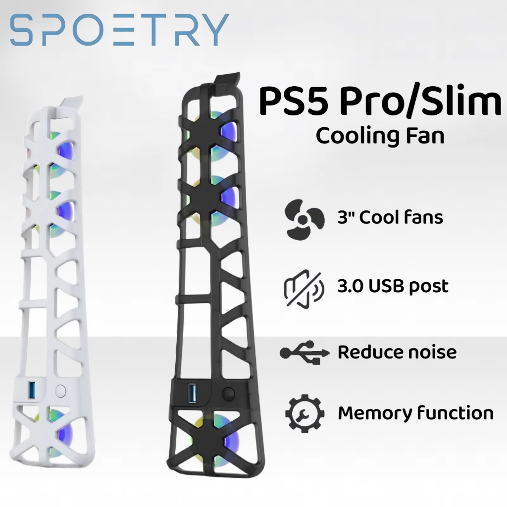 PS5 Pro Cooling Fan External Fan Cooler Quiet Cooler Fans with blue ...