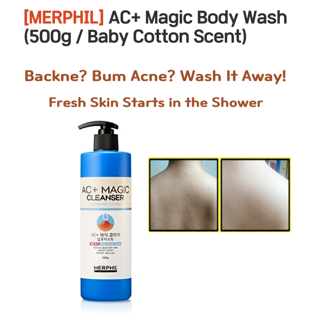 [MERPHIL] AC+ Magic Body Wash (500g / Baby Cotton Scent) | – For Back ...