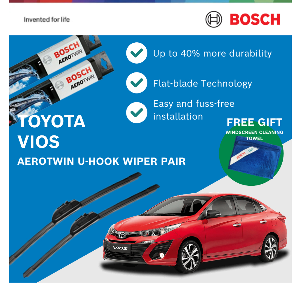 Bosch Aerotwin U-Hook Car Wiper Set for Toyota Vios (24"/14") | Shopee ...