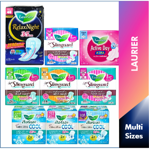 Laurier Super Slimguard Sanitary Pads / Relax Night / Pantyliner / Soft ...