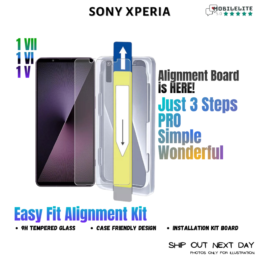 Sony Xperia 1 VII - VI - 1 V Easy Fit Tempered Glass Tray Alignment Kit ...
