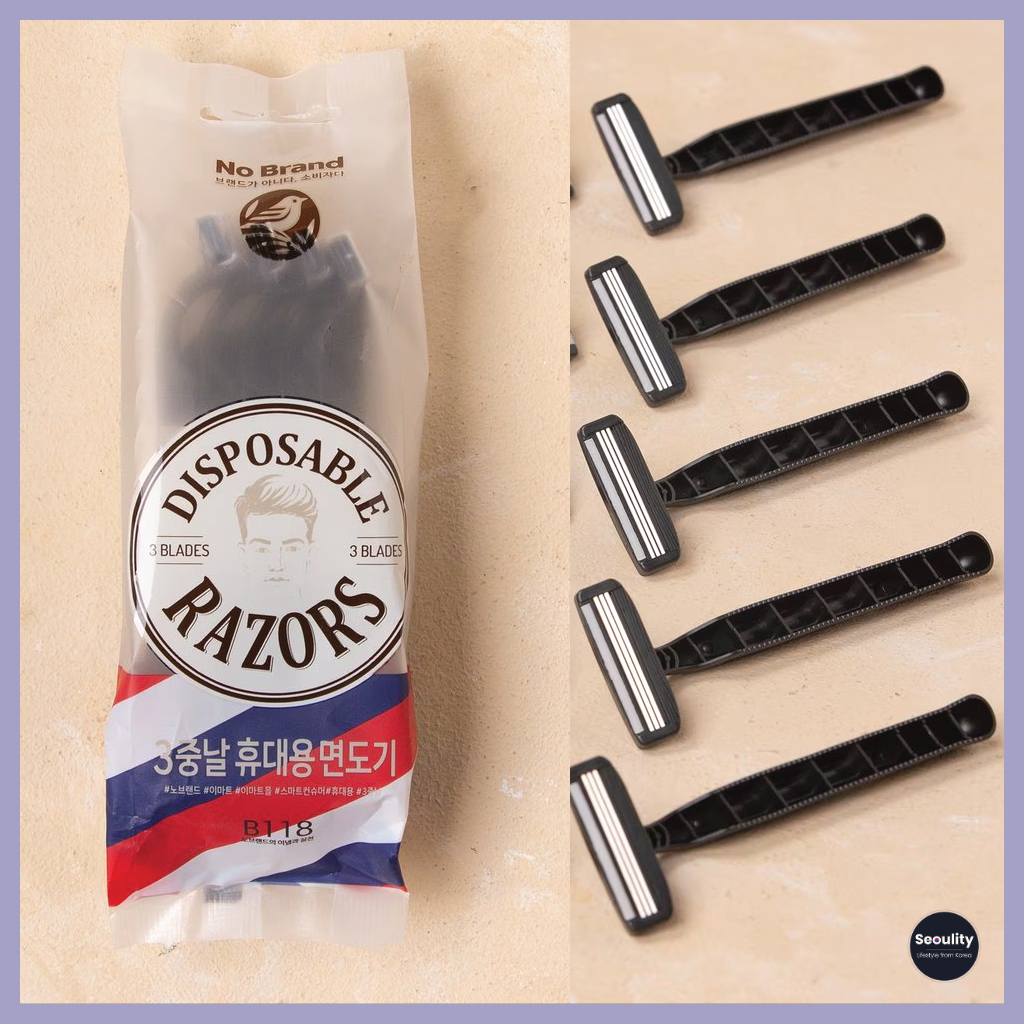 [Made in Korea] NO BRNAD Disposable Triple Blade Razors 10pcs｜Portable ...