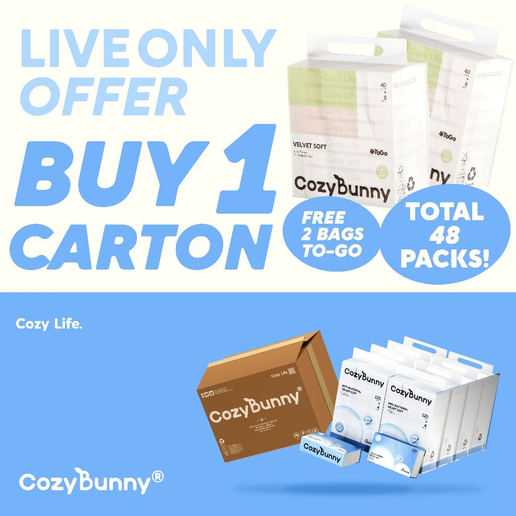 TOTAL of 48 Packs! CozyBunny Antibacterial Velvet Soft Lotion Tissues ...