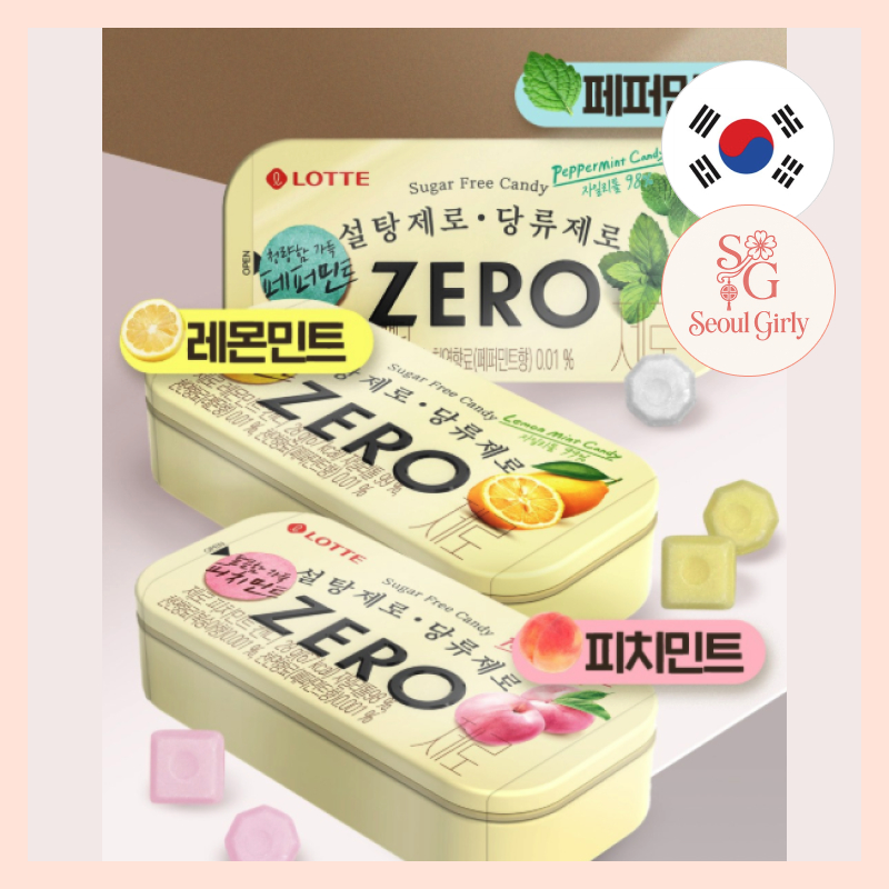 [Lotte] ZERO Sugar Free Candy 28g - 3 flavors/ Korean candy, Korean Mint Candy, Korean Zero ...