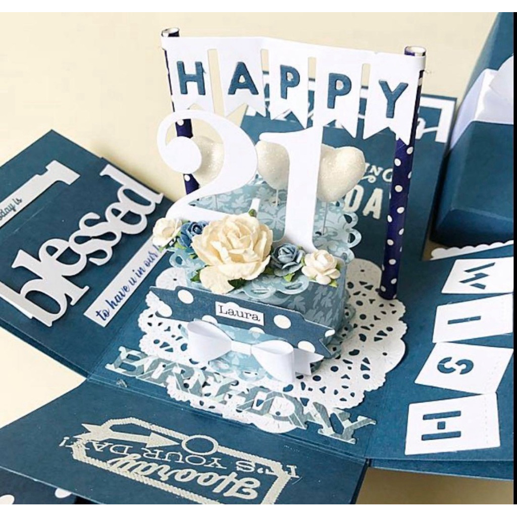 Handmade 21st Birthday Explosion Box Card | Custom Name | Pop-Up Box ...