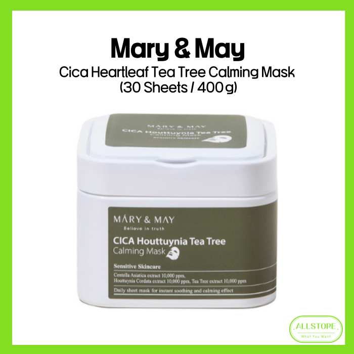 [Mary & May] Cica Heartleaf Tea Tree Calming Mask (30 Sheets / 400 g ...