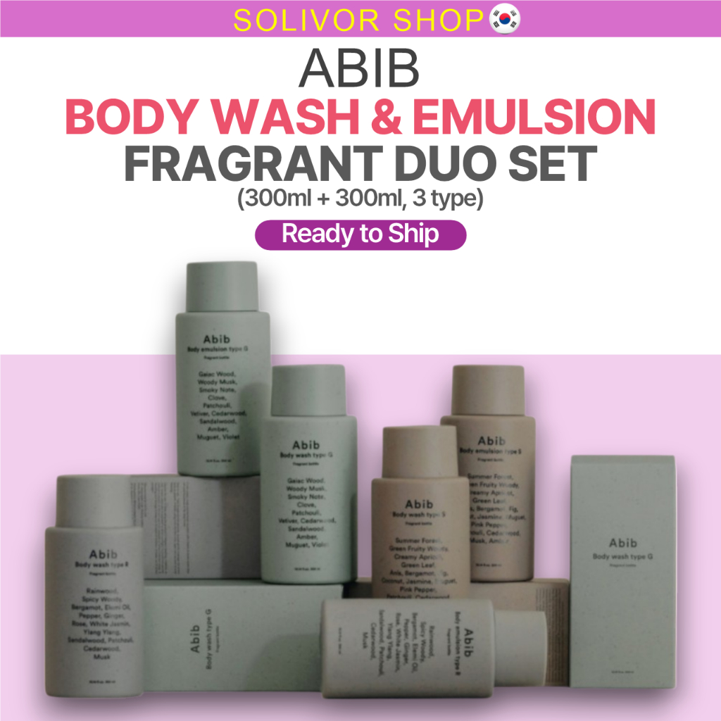 [ABIB] FRAGRANT BODY WASH & EMULSION DUO SET | TYPE R / G / S | 300ML x ...