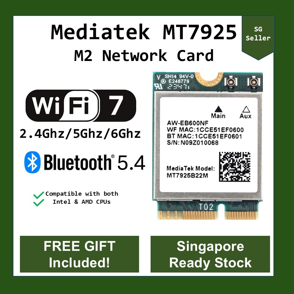 Wifi Wi-Fi 7 laptop desktop Network Card Intel BE200 BE200NGW Mediatek ...