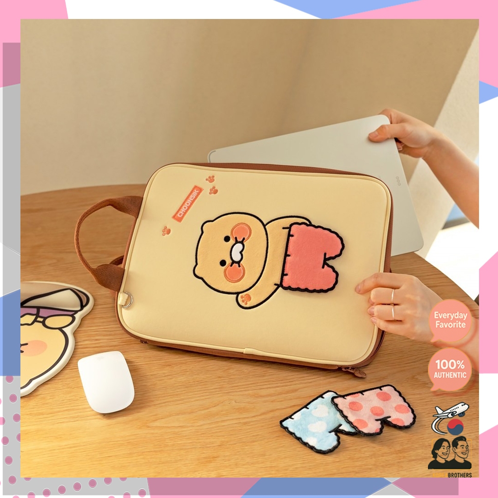 Made In Korea / Kakao Friends Choonsik Dress-Up Laptop Pouch 13inch & 3 Velcro Patch Pants Set ...
