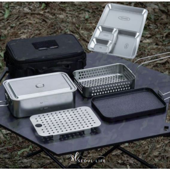 [SeoulLife] New Cooking Pot with Trays SUS304 Camping pot Full Set ...
