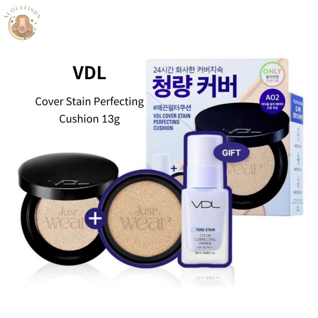 VDL Cover Stain Perfecting Cushion Set (13g + Refill + Tone Stain Primer 13ml) | Shopee Malaysia