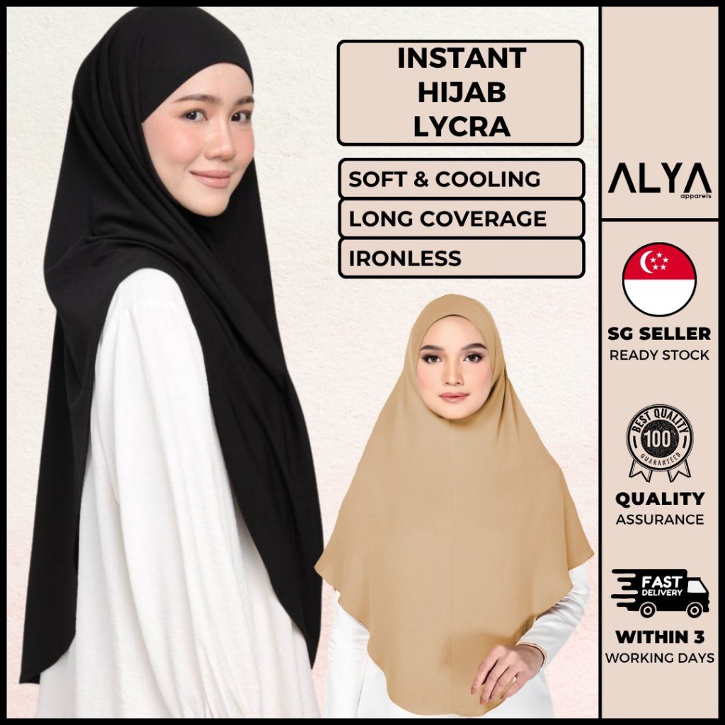 Instant Hijab Lycra ( Alya / Instant Tudung 4XL Shawl Bawal Ironless ...