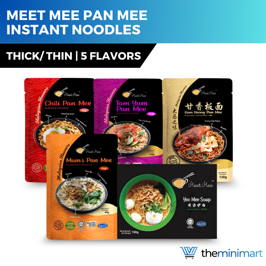 MEET MEE Pan Mee Instant Noodles 1 Pack - Halal, Thick/Thin, Quick ...