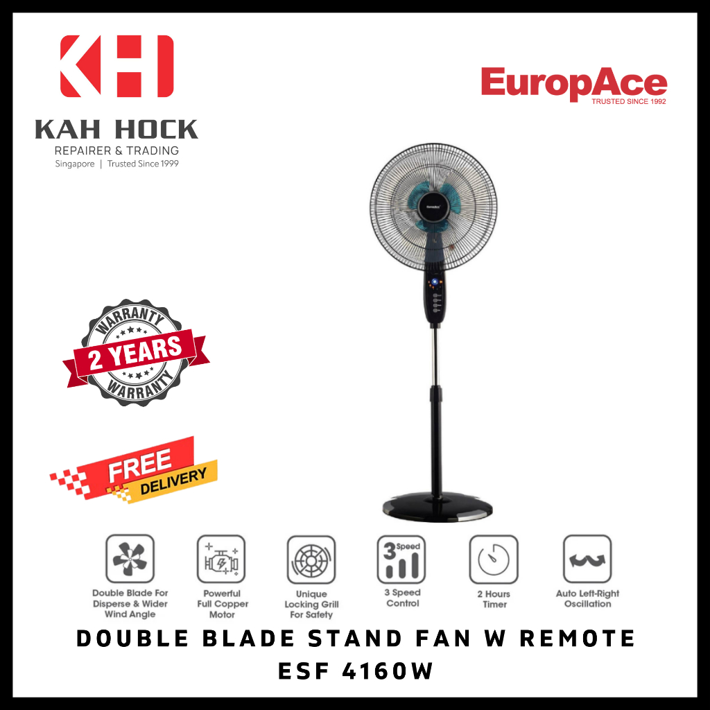 EUROPACE ESF4160W DOUBLE BLADE STAND FAN WITH REMOTE CONTROL | Shopee ...