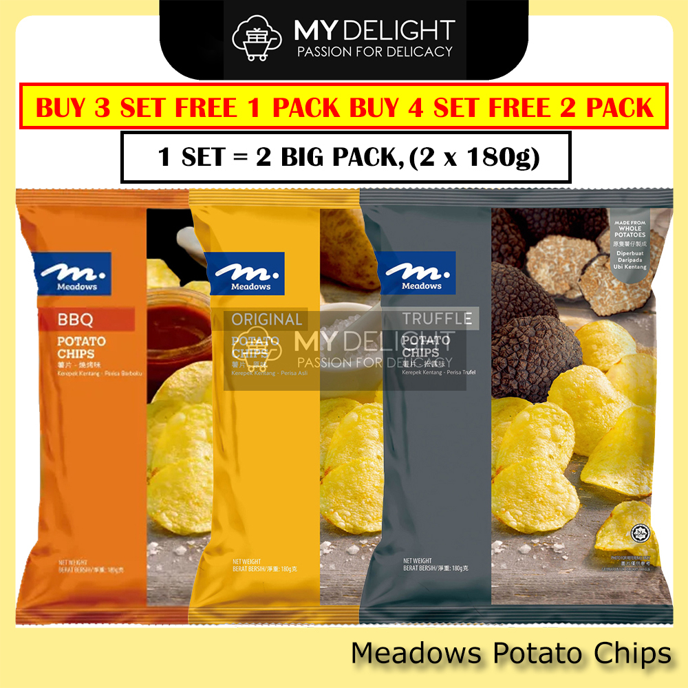 (2x 180g) Meadows Potato Chips Truffle BBQ SG Similar Jack n Jill ...