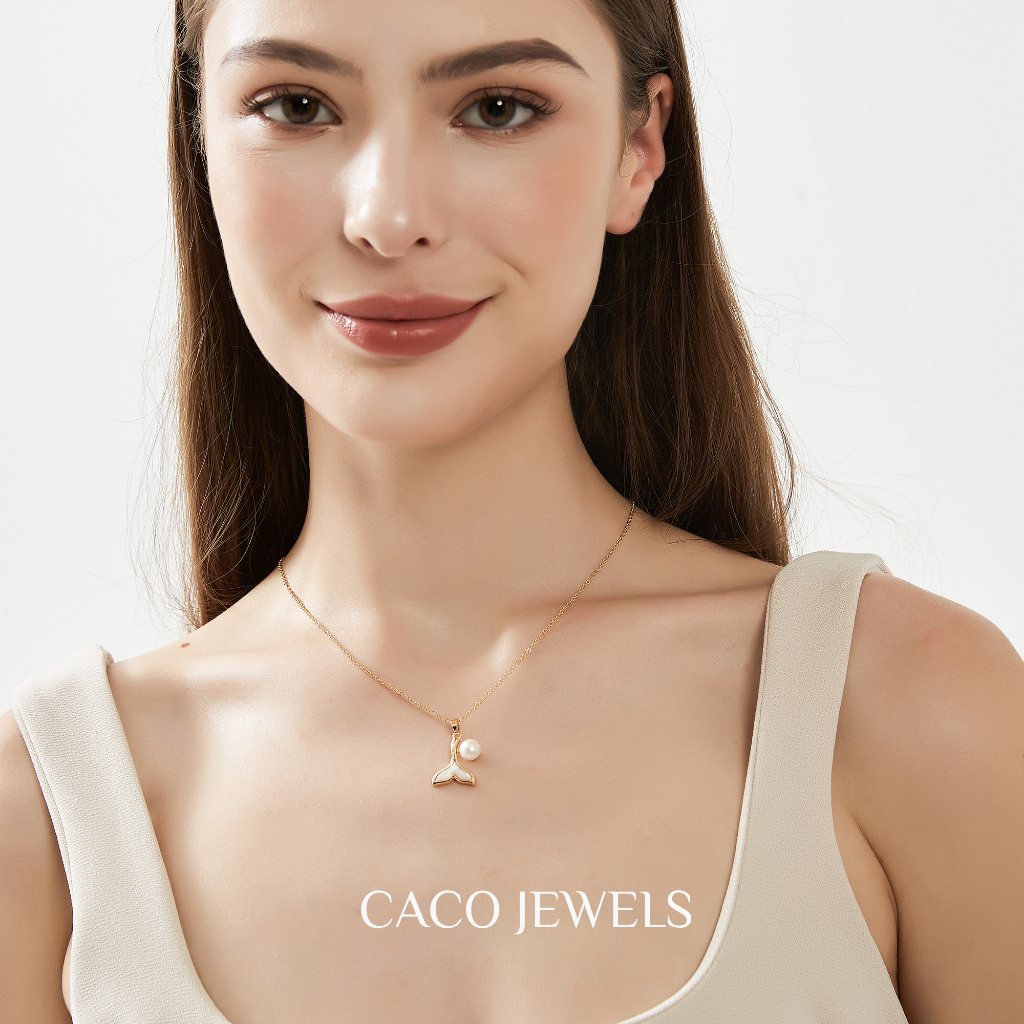 CACO 3A Premium Grade Freshwater Pearl Necklace 14K Gold Plated 925 ...