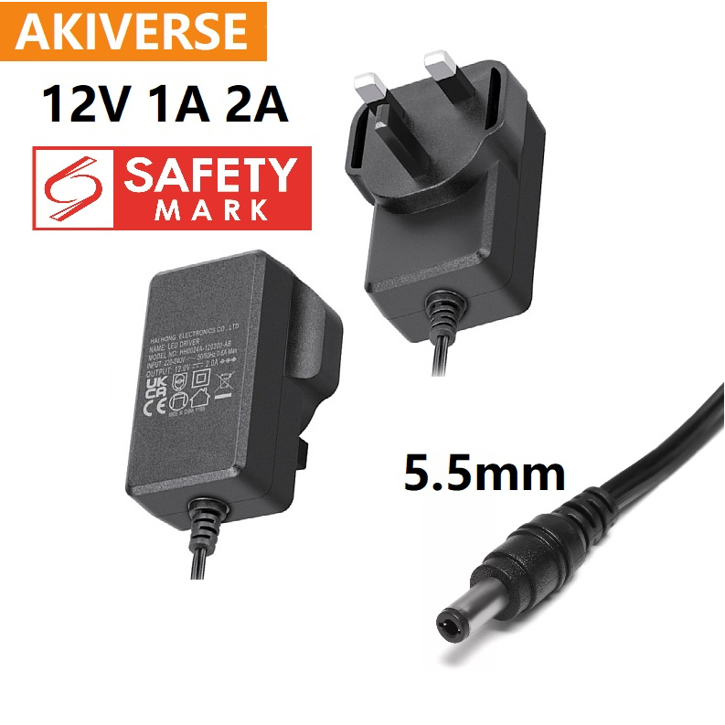 Power Adapter 12V 2A 12V 1A AC 220V 230V 240V Safety Mark Switching Power Supply UK 3 Pin Plug 5 ...