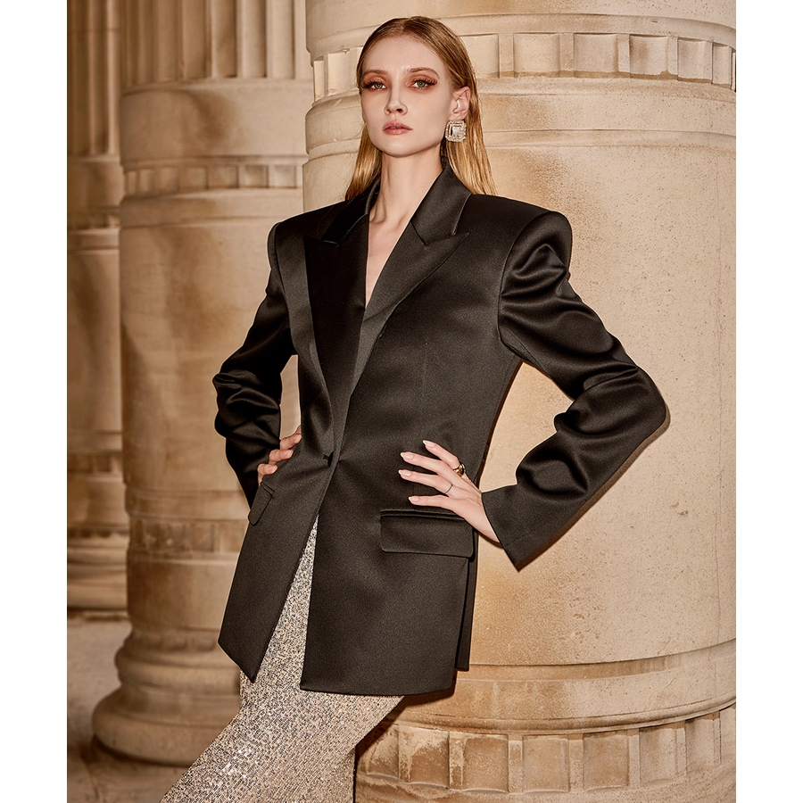 DINT_MBDJ029 Satin One Button single Jacket | Shopee Malaysia