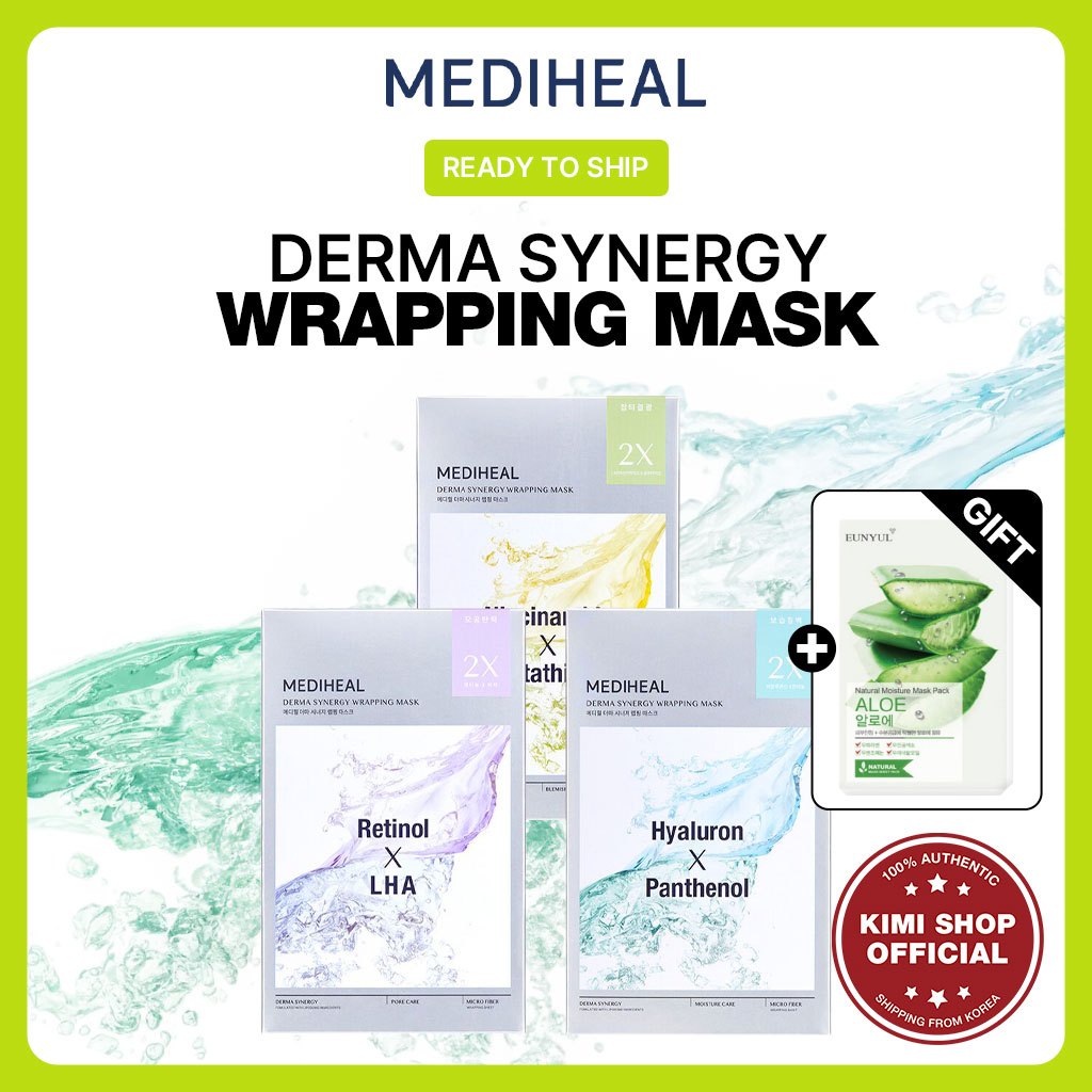 [ NEW / MEDIHEAL ] Derma Synergy Wrapping Mask Pack 4 Sheets / Moisture ...