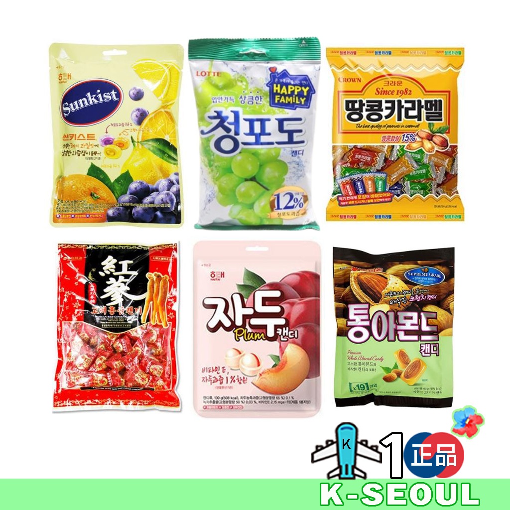 [K-Sweet] Korean Classic Candy Various Flavors Fruits Green Grape Plum ...