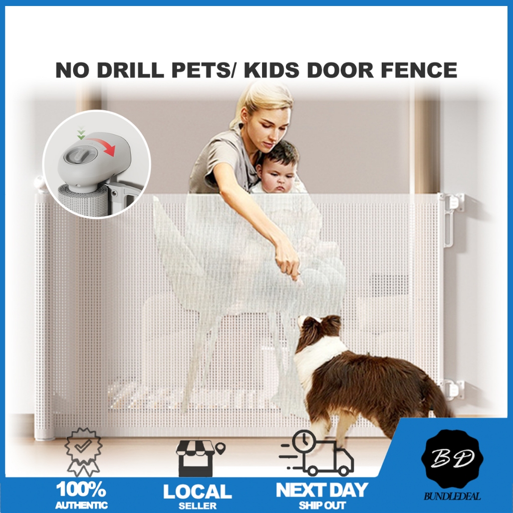 [SG] No Drill Pet/ Kid Door Fence/ Child Safety Barrier / Retractable ...