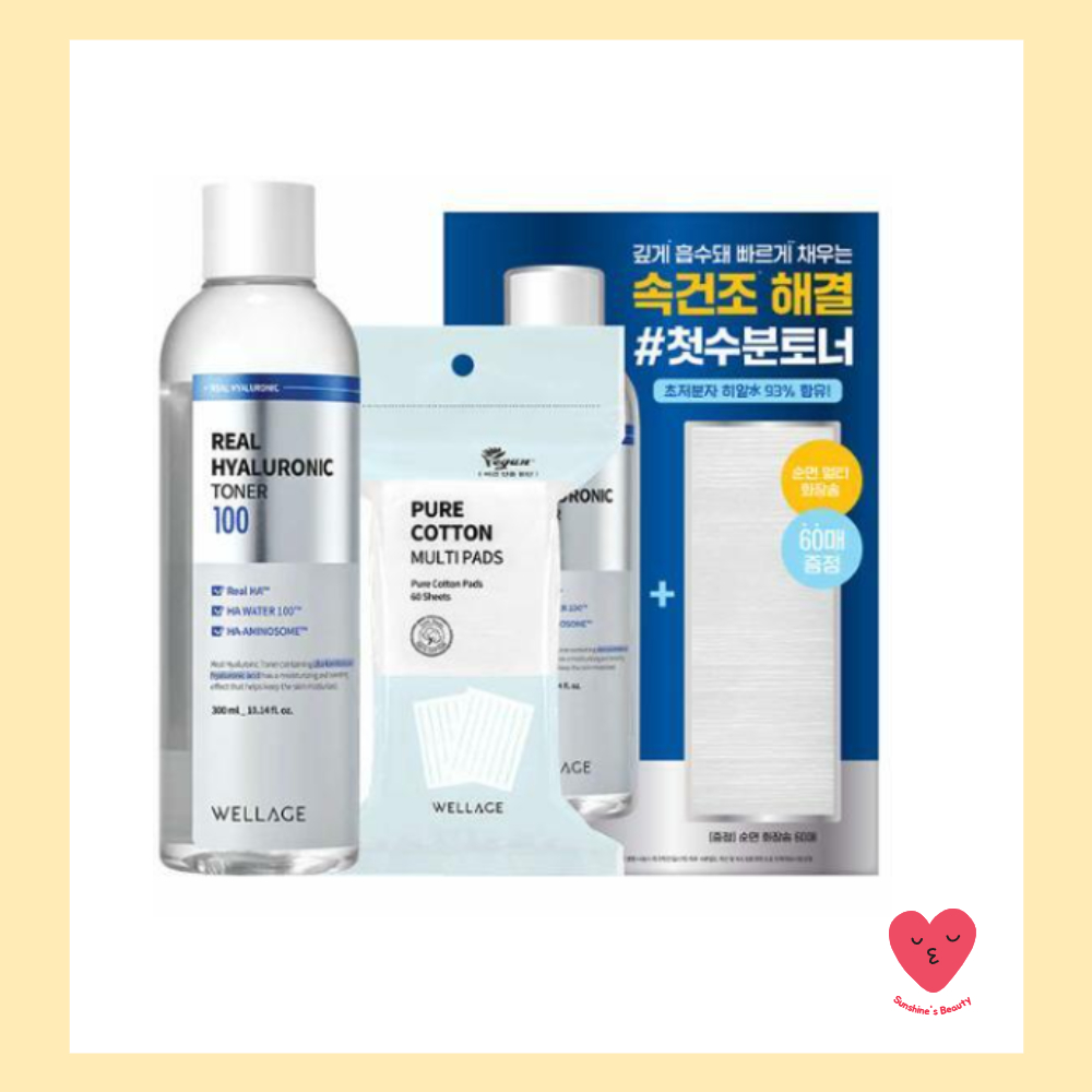 [WELLAGE] Real hyaluronic toner 100 300ml(+cotton pad 60pcs) | Shopee ...