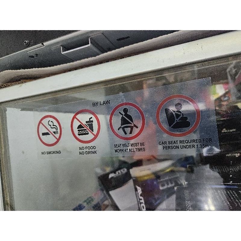 [SG SELLER] PHV or Taxi Transparent Warning sign, no smoking, no food ...