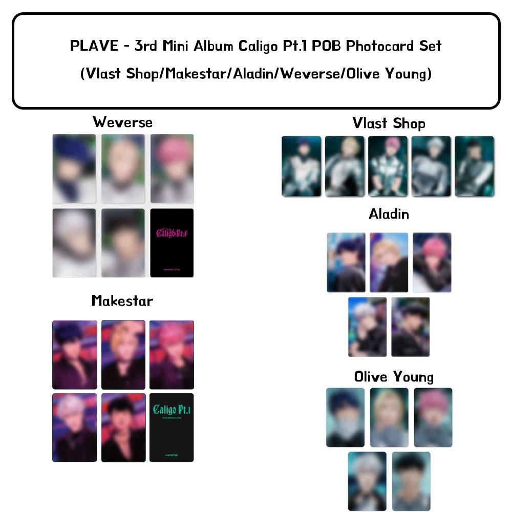 PLAVE - 3rd Mini Album Caligo Pt.1 Weverse Makestar Vlast Shop Olive Young Aladin POB Photocard ...