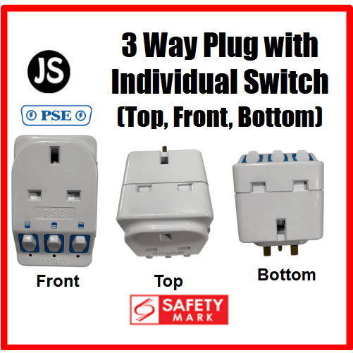 3 Way Socket Plug with Individual Switch and Safety Mark | Shopee Malaysia