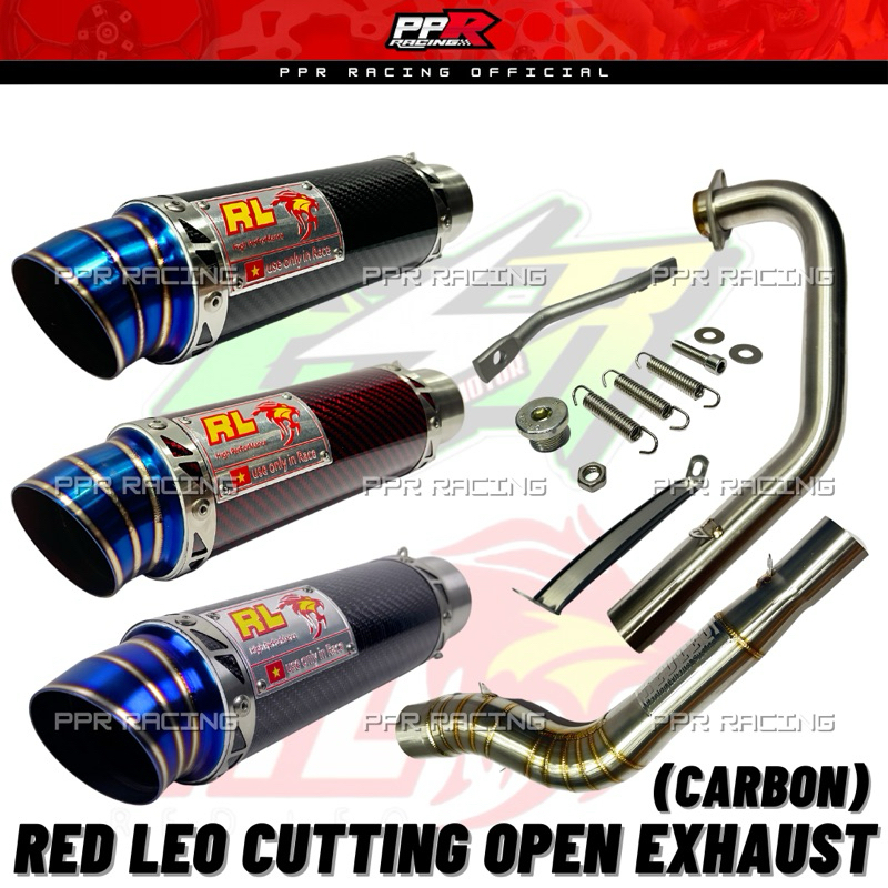 100% ORIGINAL RED LEO RACING EXHAUST CUTTING OPEN CARBON BLACK Y15 ...