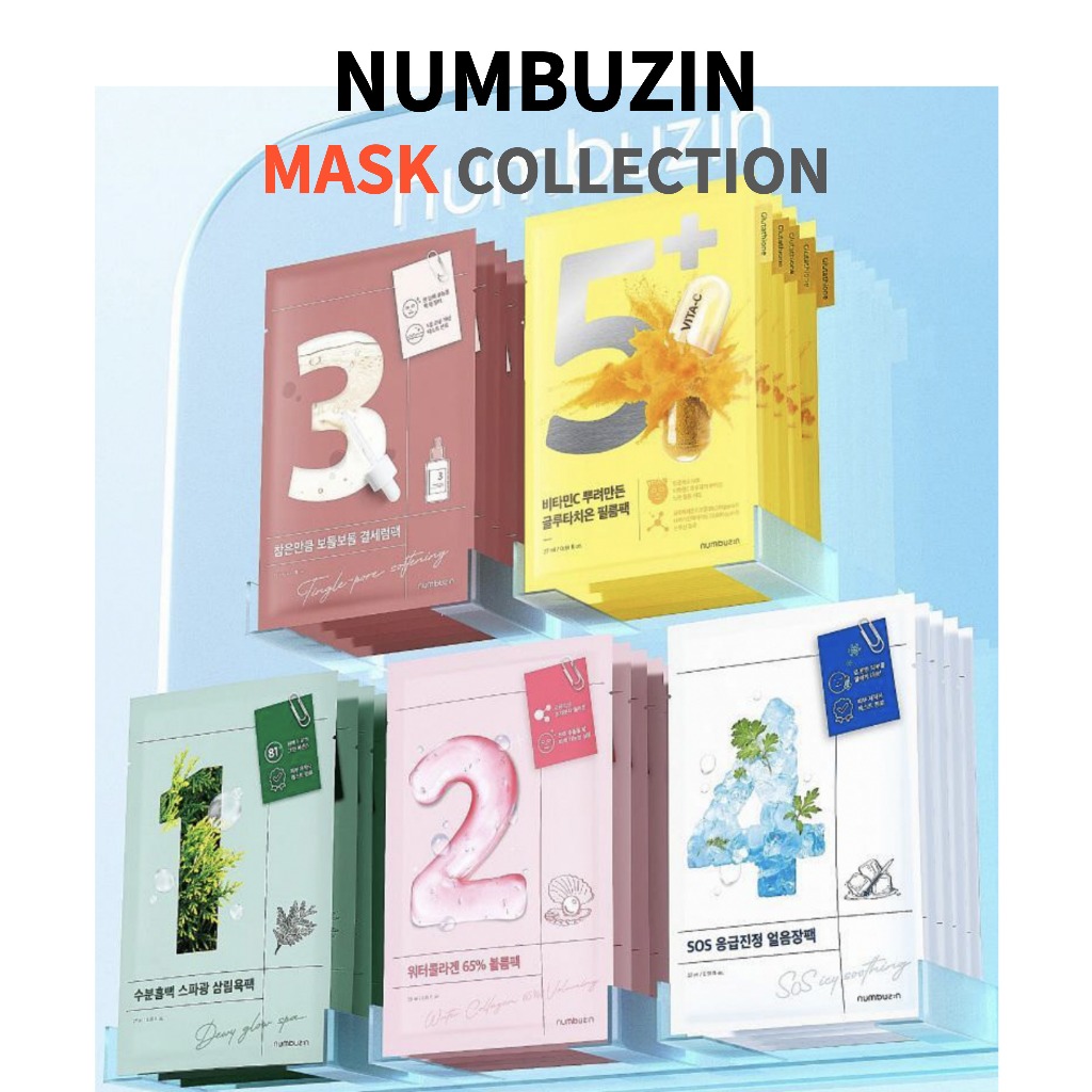 NUMBUZIN No.1,2,3,4,5 Sheet Mask 4ea/8ea | Hydrating, Brightening & Pore Care Face Masks ...