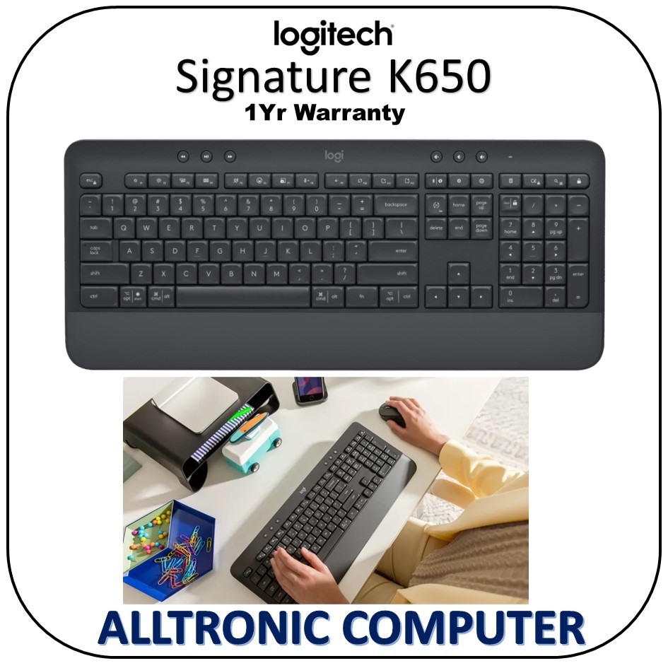 Logitech K650 Wireless Keyboard with Wrist Rest / Bluetooth Logi Bolt ...