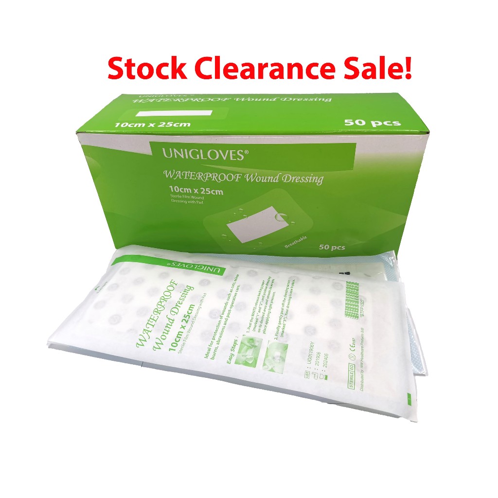 [50pcs/box] UNIGLOVES Waterproof Wound Dressing 10cm x 25cm | Shopee ...