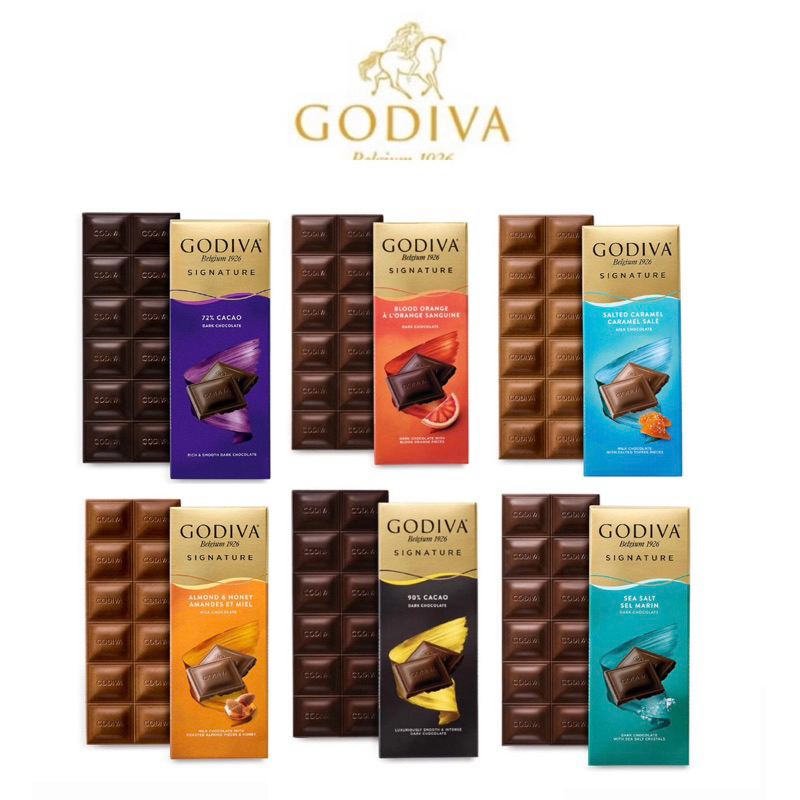 GODIVA Sea Salt Dark Chocolate Signature Tablet 90g Assorted Godiva Chocolate Tablets 90g ...