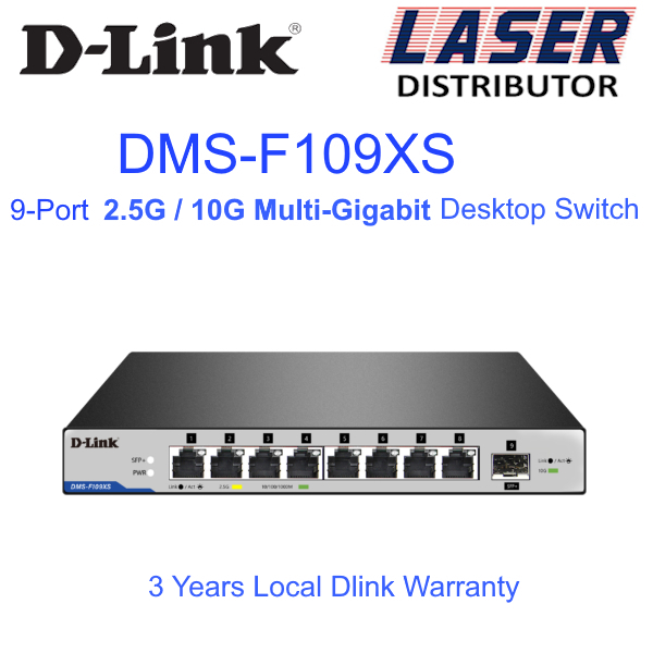 D-LINK DMS-F109XS 9-port 2.5G/10G Multi-Gigabit Unmanaged Switch ( 1 x ...