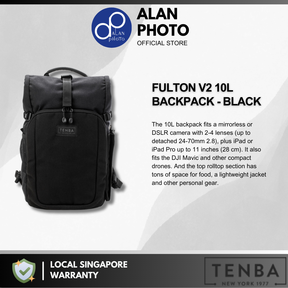 Tenba FULTON V2 10L BACKPACK - BLACK [637-730] / ALL WEATHER BACKPACK ...