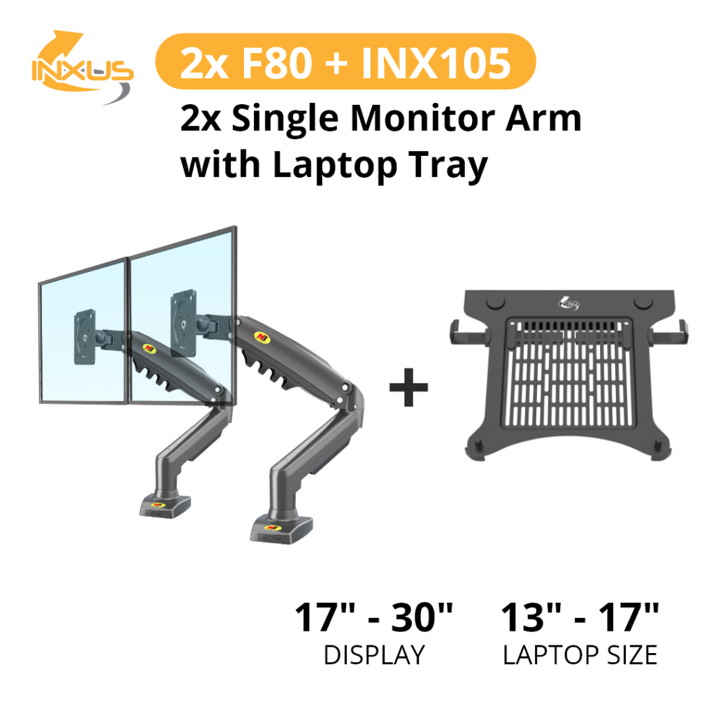 F80 Bundle 2 sets Monitor arm with 1 Laptop tray setup Desk Mount ...