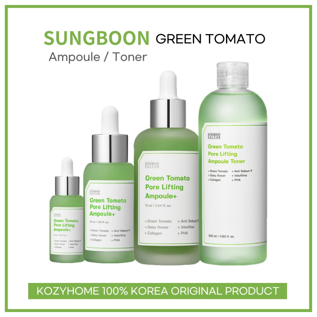 Sungboon Editor Green Tomato Pore Lifting Ampoule 75ml Toner 350 ml Pad ...