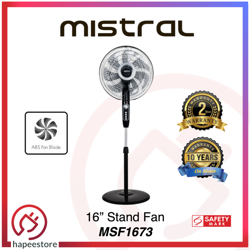 Mistral 16" Stand Fan MSF1673 / 3 Speed / Timer / Oscillation (2 Year ...