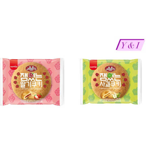 [Korean Snack] Samlip Sweet Cookie Apple, Strawberry Jam Cookie 75g 삼립 ...