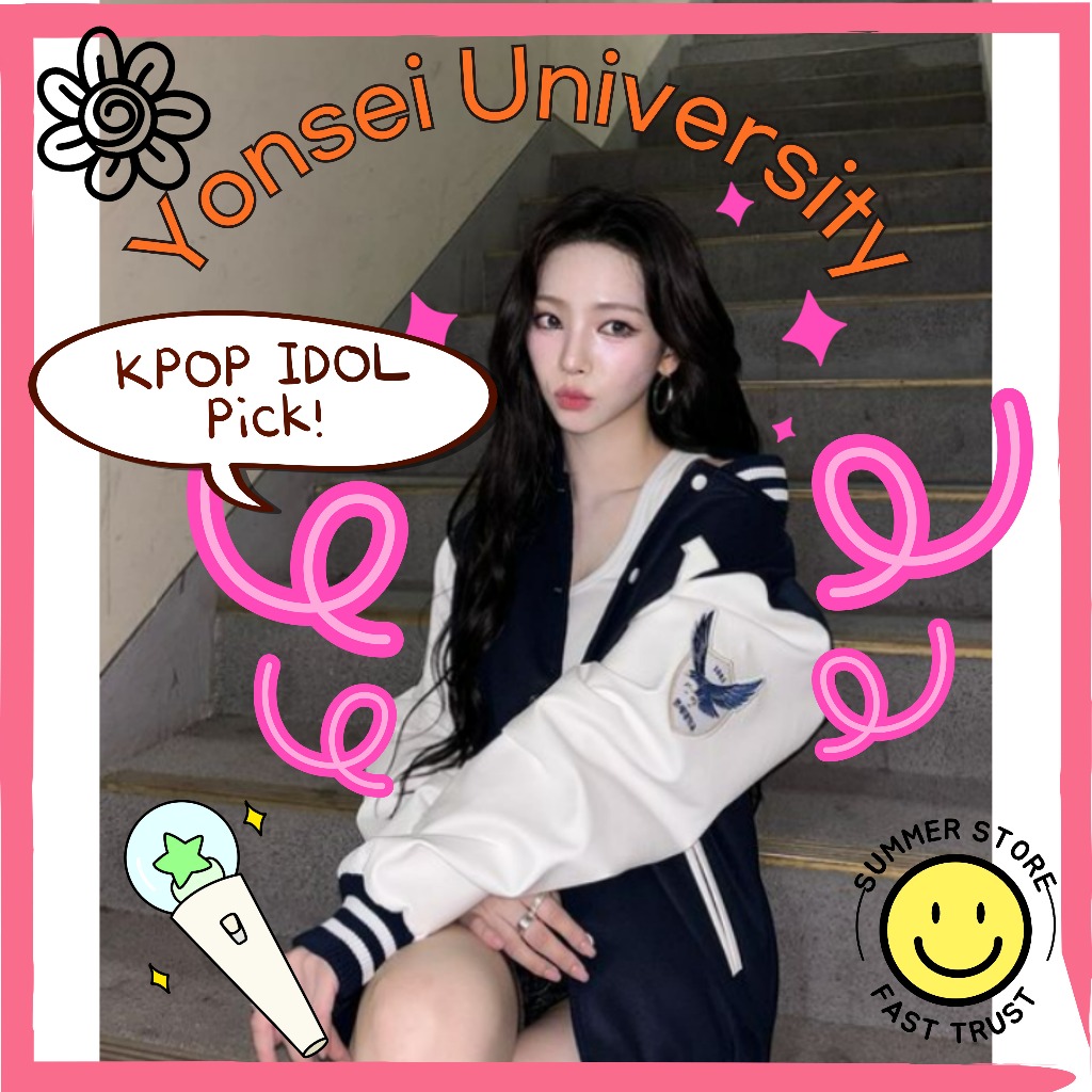 Yonsei University Official Varsity Jacket AESPA IVE LE SSERAFIM NEWJEANS PICK SIGNATURE LIGHT ...