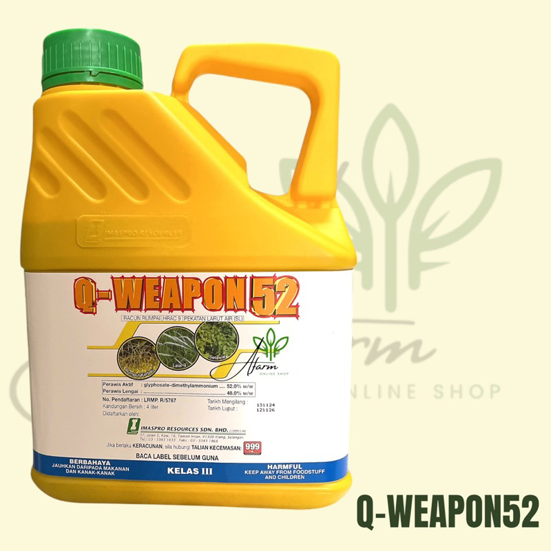 4L Q-Weapon 52 Glyphosate 52% Herbicide Racun Rumput/Sama dgn Krush ...
