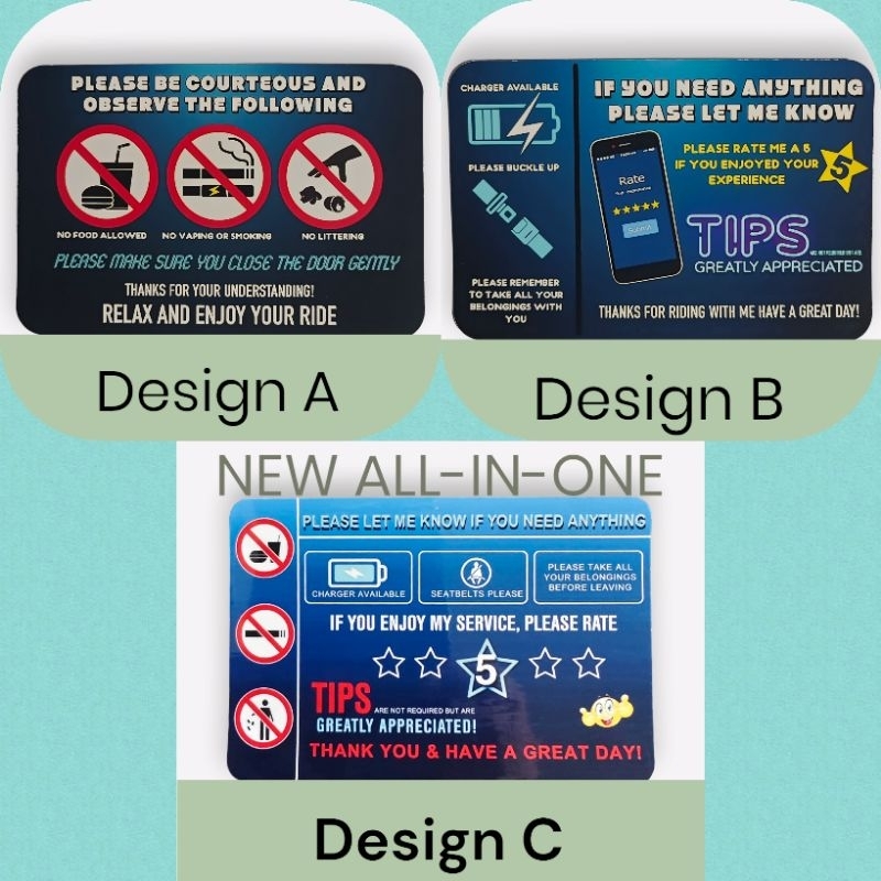 [PHV & Taxi Essential] Waterproof Vinyi Sticker No Eating, Drinking ...