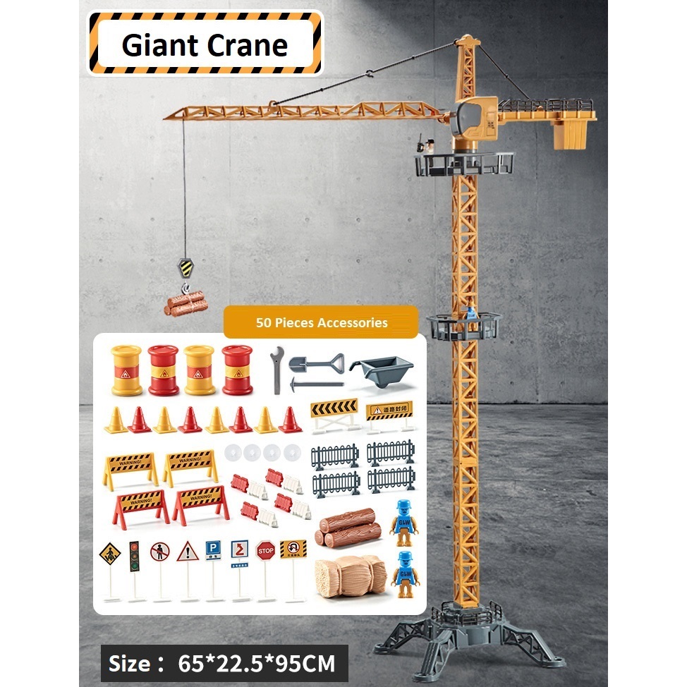 Giant Educational Construction Crane Vehicle Kids Toy Car with 50 ...