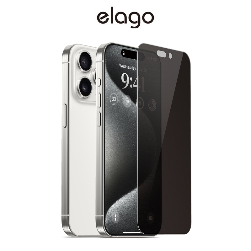 Elago iP15 Pro & Pro Max Privacy Glass+ Screen Protector Compatible ...