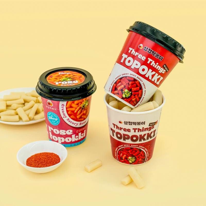 [3Things] Korean Topokki Instant Tteokbokki Cup (Original, Spicy, Rose ...