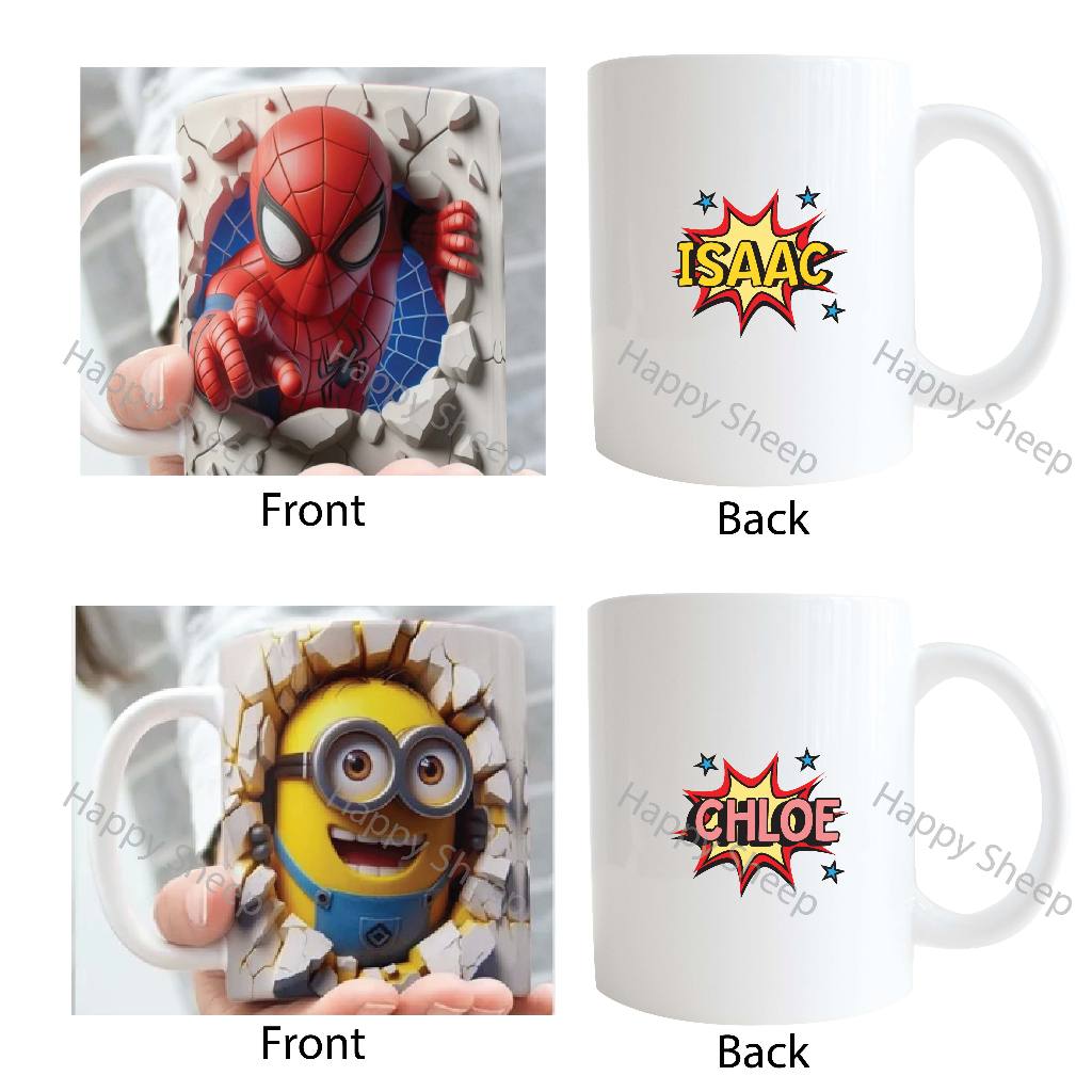 Personalised Mugs - Spider Man Paw Patrol Minion Batman Avengers ...