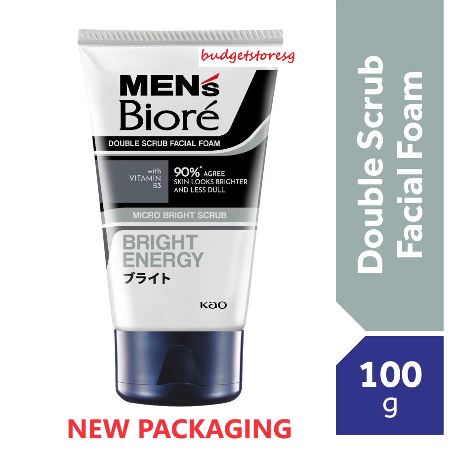 Men's Biore Double Scrub Facial Foam White Energy -100 grams | Shopee ...